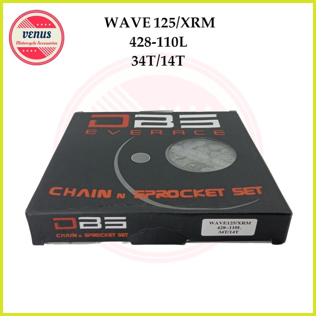 ∲ Venus Motorcycle DBS Xrm/Wave Chain and Sprocket Set 34T 36T 38T ...