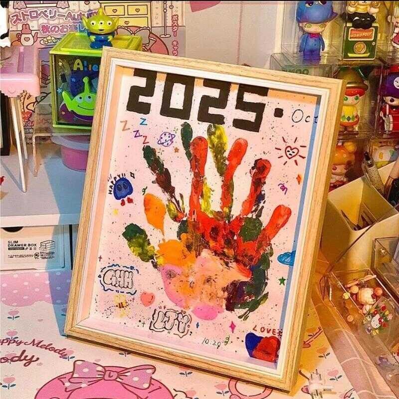 DIY Couple Hand Paint Shadow Box Frame 8R With Set Wooden Handprint ...