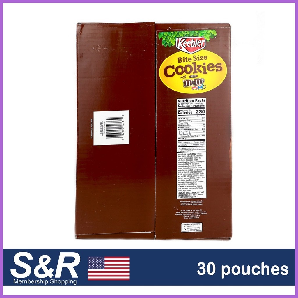 ♀ Keebler Bite Size Cookies Made with Milk Chocolate M&Ms 1.36kg ...