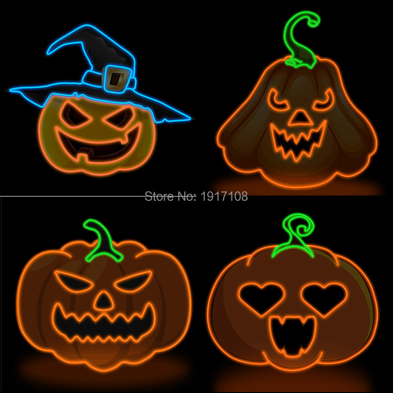 Helloween Neon LED F Party Costume Mas EL Light Up Coslay Pumpkin ...