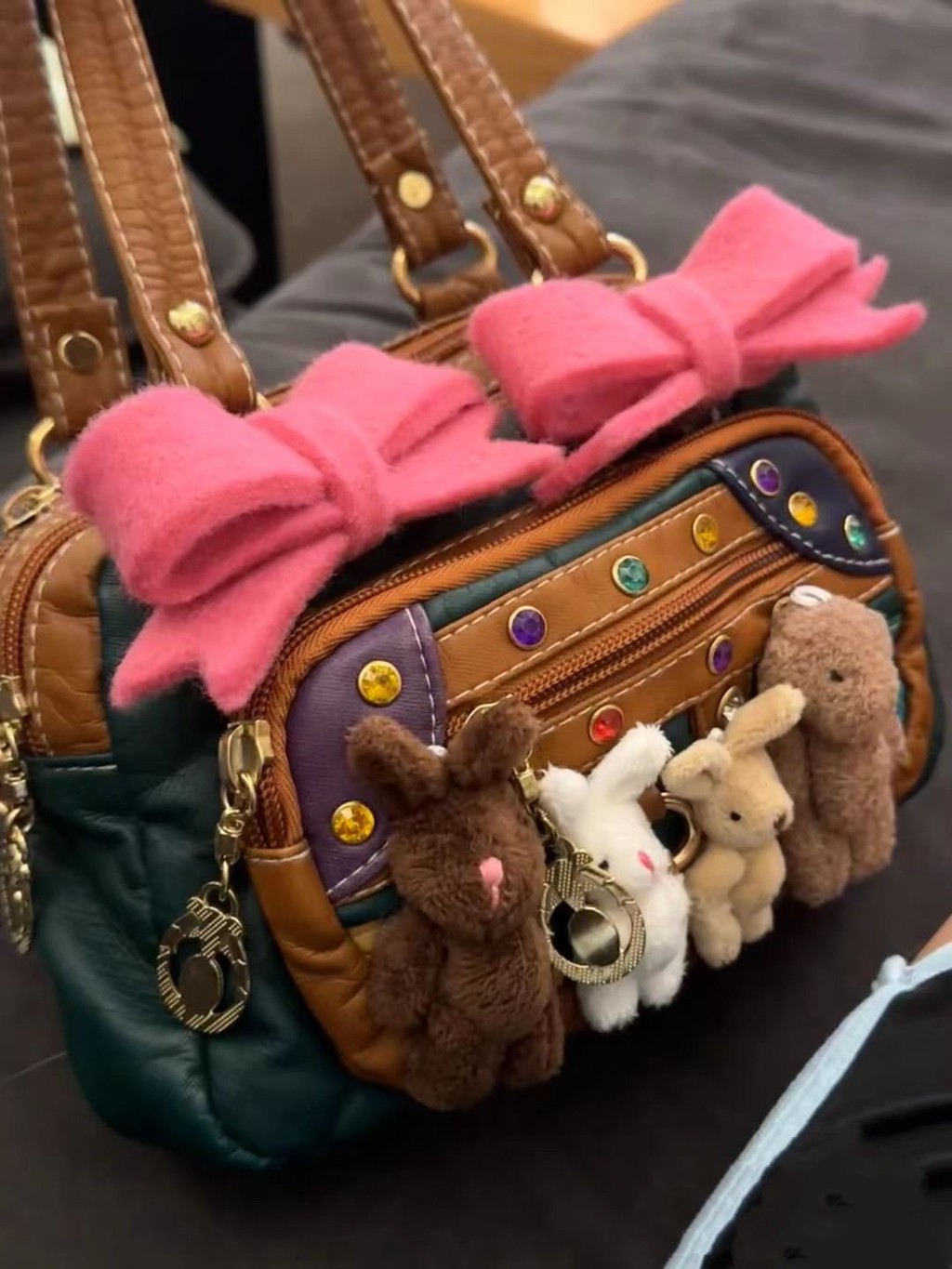 Vintage niche personality cute bow rabbit handbag | Shopee Philippines