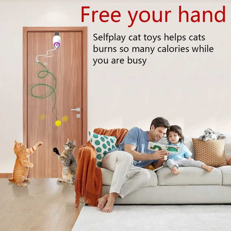 ⊙ Mag-Hang Toy Interactive Automatic Teaser Cats String Toys Hanging ...