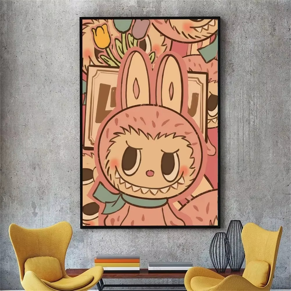 Cute Labubu Graffiti Art Poster No Framed Poster Kraft Club Bar Paper ...