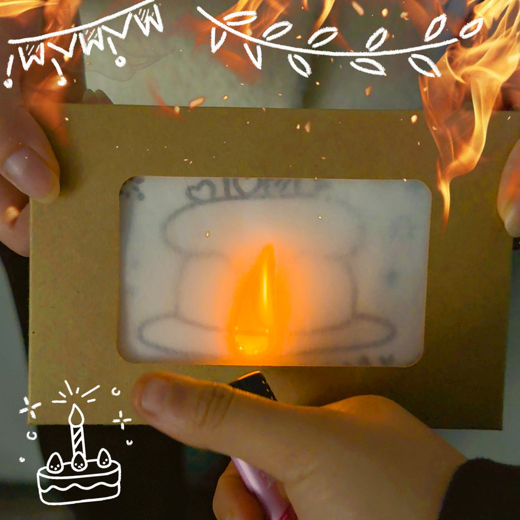 Creative DIY Handmade Flame Burning Greeting Card Happy Birthday ...