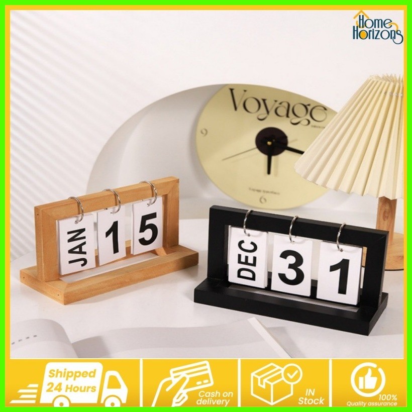Wooden Calendar Nordic Simple Wooden Page-Turning Calendar Wood Grain ...