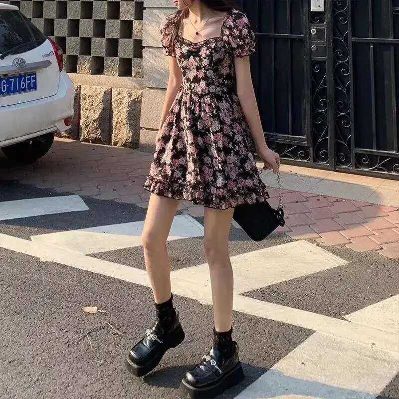 tyle New French Ruffled Dress Summer Women's Clothing Square Collar ...