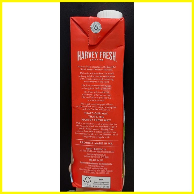 ☑ Harvey Fresh Full Cream Milk Lactose Free 1 Liter | Shopee Philippines