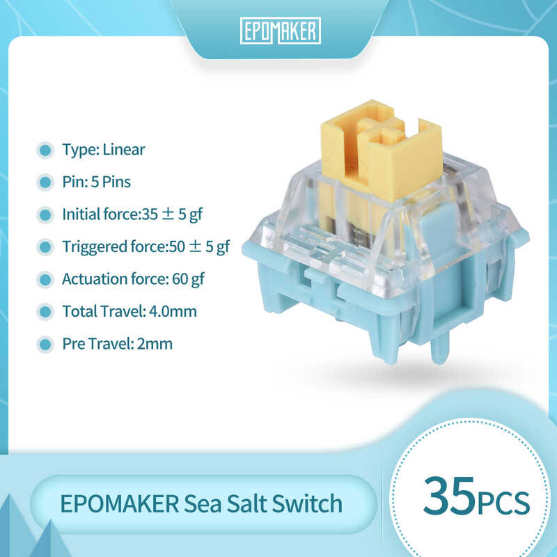 Pieces 35 EPOMAKER Sea Salt Silent Switches Pre-Lubed ear Switch LED ...