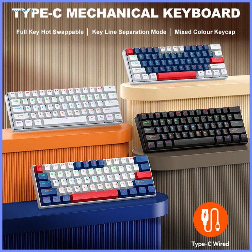 seedeal Mixed Color Keycaps Space-saving Mechanical Keyboard Compact 61 ...