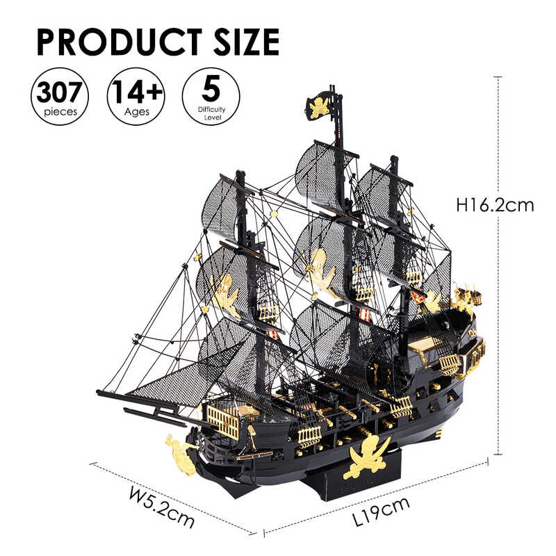 SK Piececool 3D Metal Puzzles The Black Pearl Jigsaw Assembly Model ...
