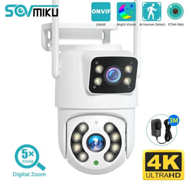 8MP 4K PTZ WIFI Dual Lens Outdoor Night Vision Human Detection Auto ...
