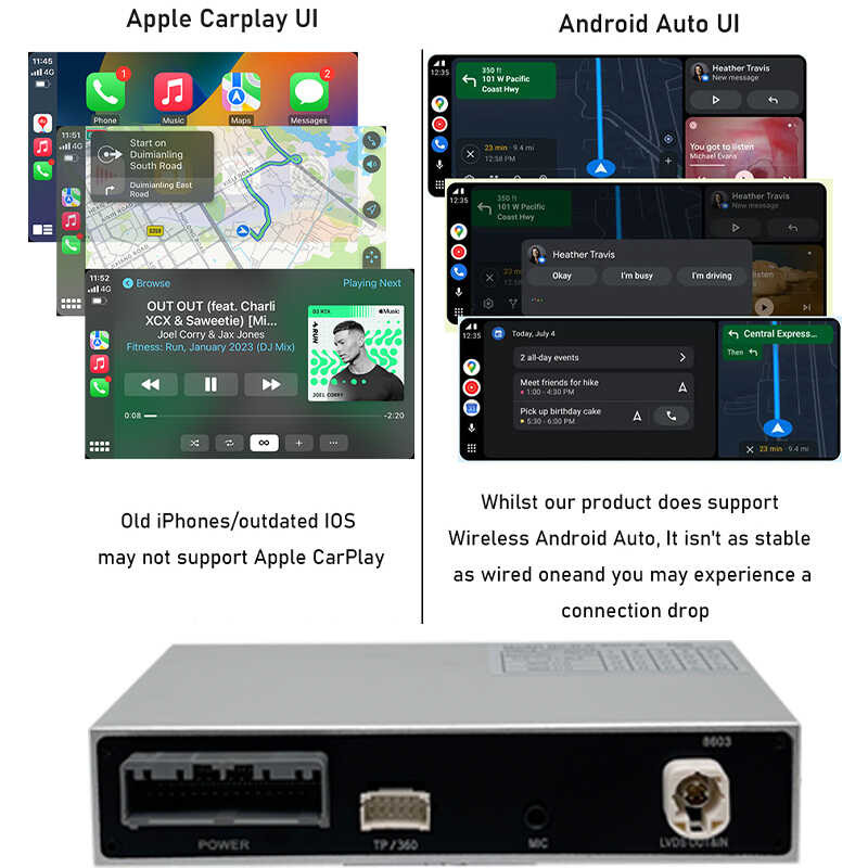 Car Wireless Carplay Android Auto TV BOX Para Sa VOO P3 V40 V60 V70 S60 ...
