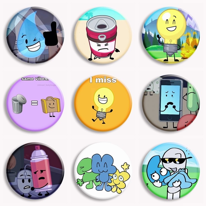 Inanimate Insanity BFDI Memes Button Pin Suitcase Lightbulb All ...