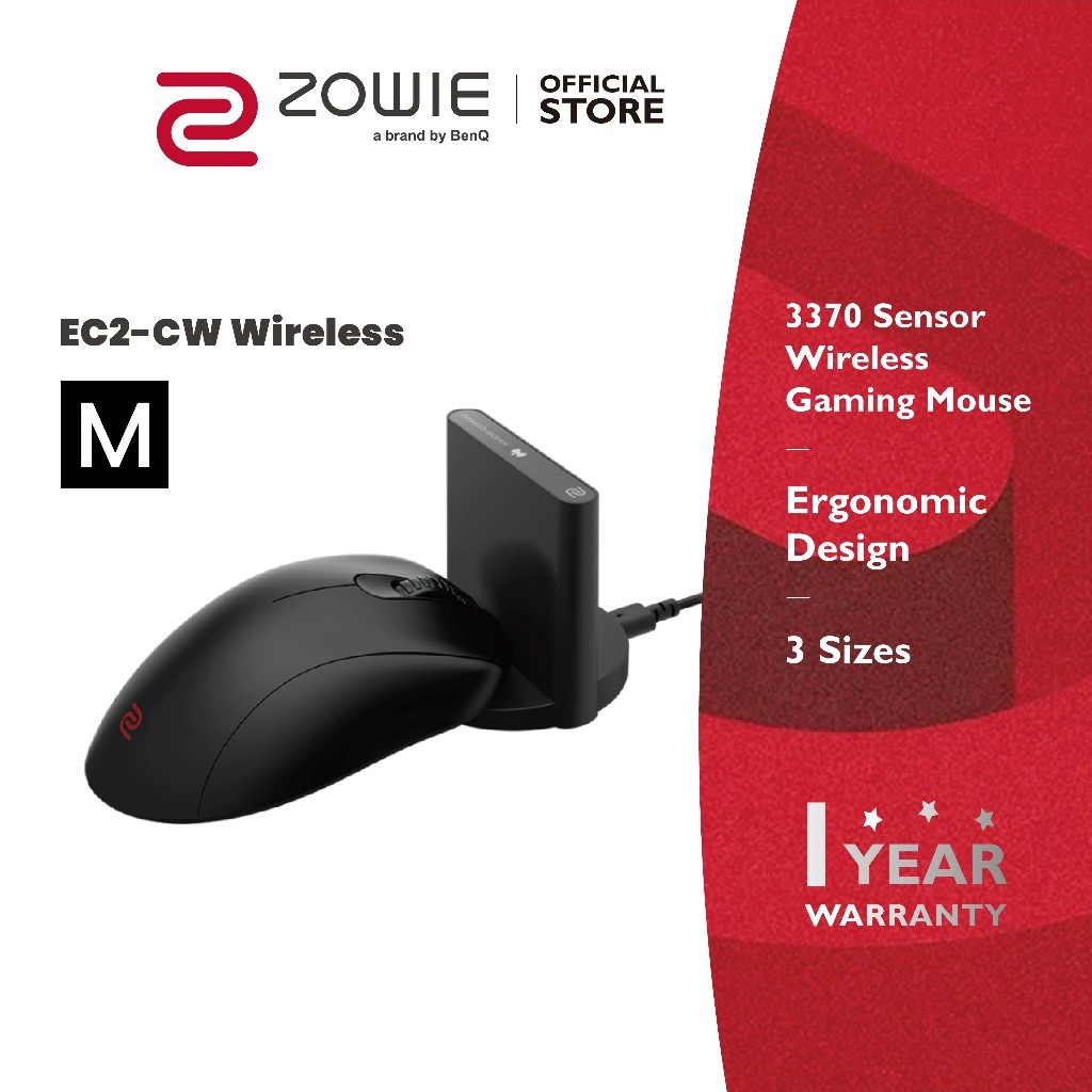 BenQ ZOWIE EC2-CW Esports 3370 Sensor Ergonomic 24-step scroll wheel Plug and Play Gaming Mouse ...