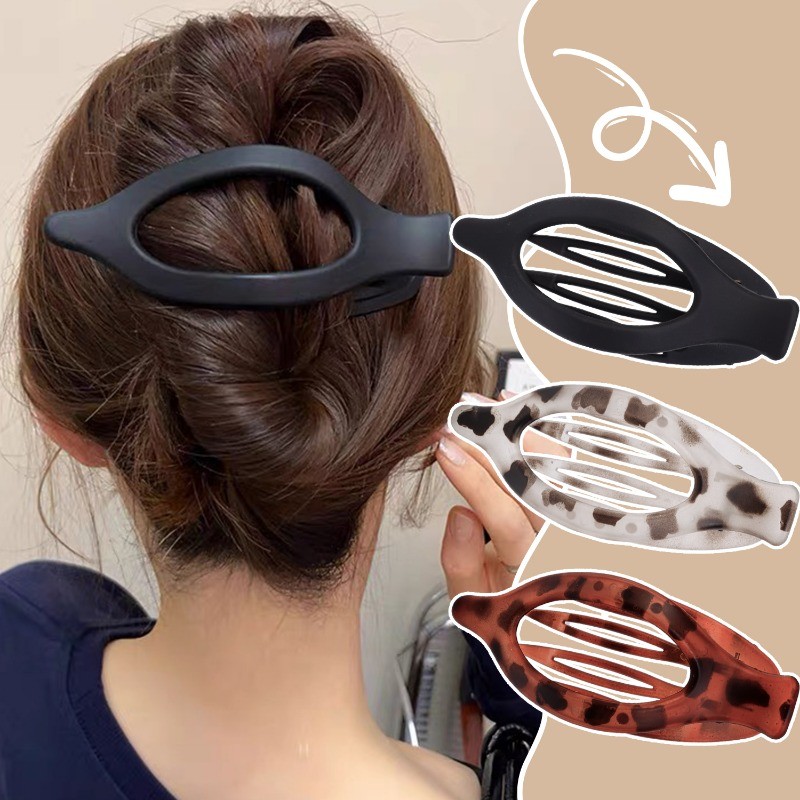 Leopard Print Hollow Out Hair Clip - Advanced Back of The Head Hair ...