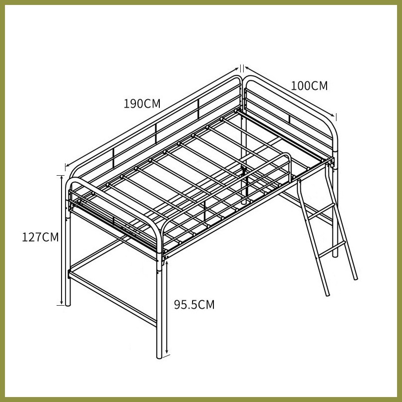Dormitory Bed Loft Bed Frame Double Deck Bed Iron Frame Bed Meta Steel ...