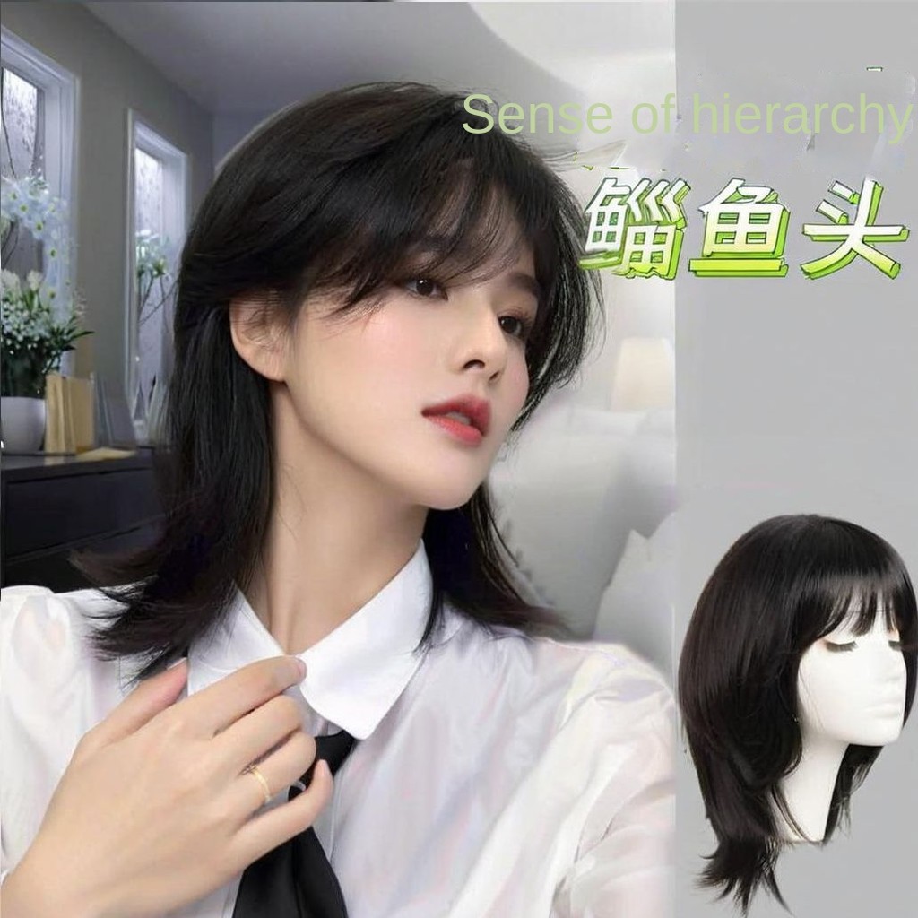 Layered Wolf Tail Fluffy Men's Long Japanese Style Mullet Head Japanese ...