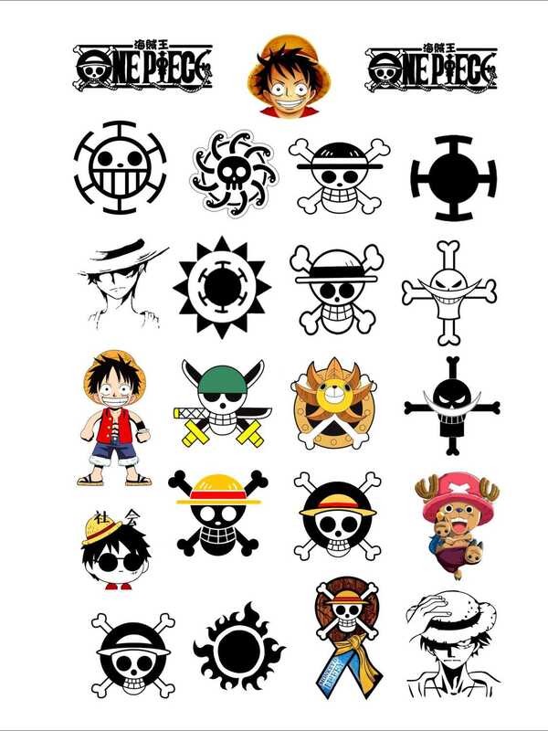 Anime Cartoon Tattoo Sticker One Piece Luffy Level 5 Nica Form Solon ...