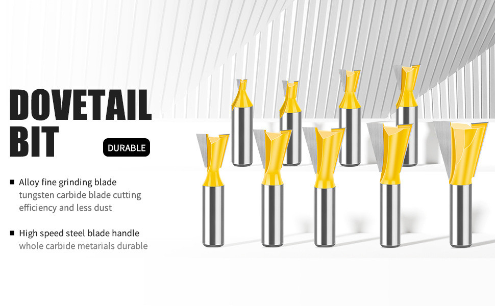 Dovetail Router Bit, 1/4" and 1/2" Shank Joinery Milling Cutter for ...