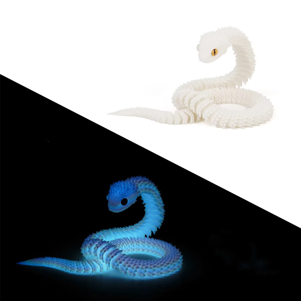 2PCS 3D Printed Snake,Luminous Desktop Ornaments,Movable Joint ...