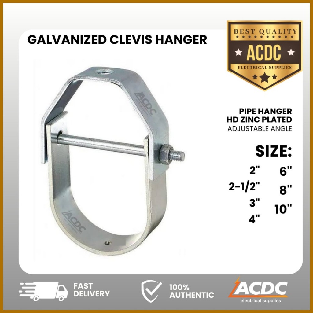 4" Galvanized Clevis Hanger Pipe Hanger Heavy Duty Adjustable Angle ...