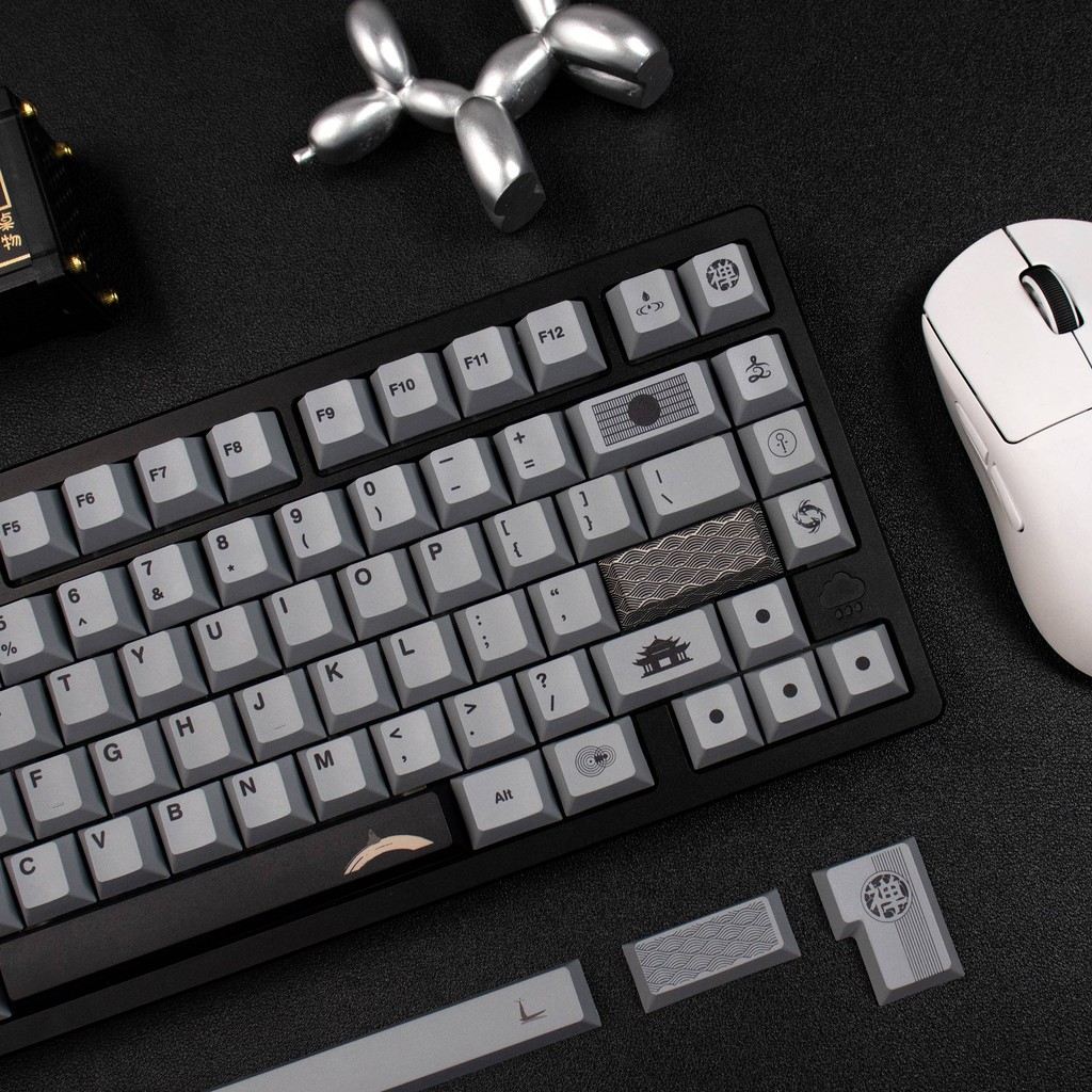 Temple Keycaps PBT Cherry Profile 148 Keys Grey / off-white / sand ...