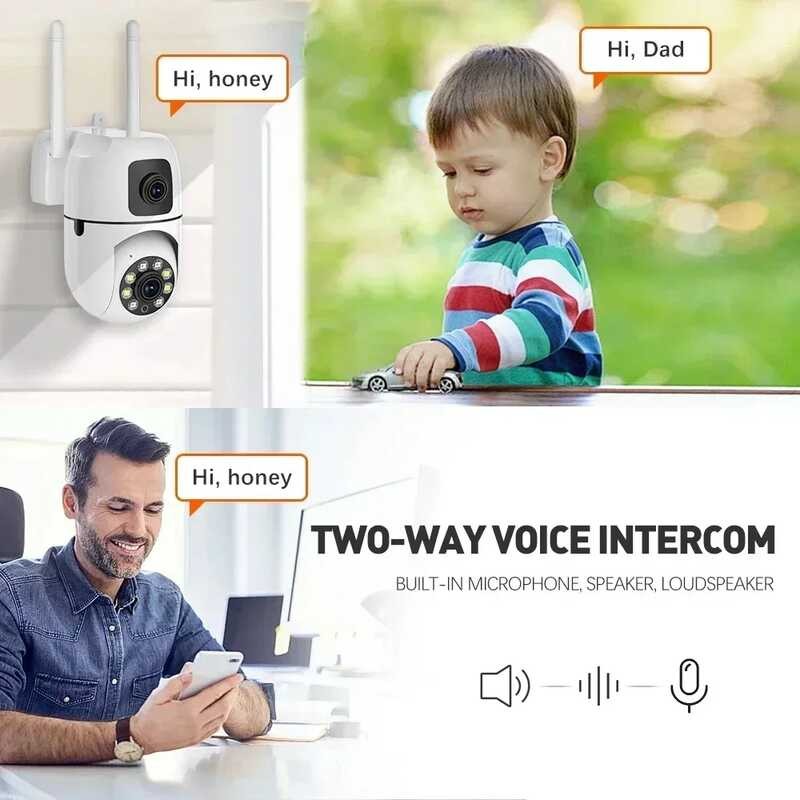 IP 8Mp WIFI 8X Zoom PTZ Dual Lens Surveillance CCTV Camera Two-Way ...