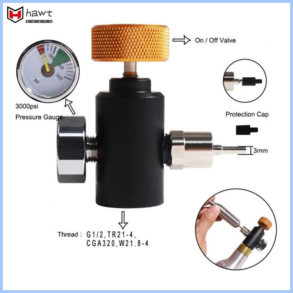 Adapter CO2 Regulator Pressure Gauge TR21-4 With Needle 28mm 3000psi ...