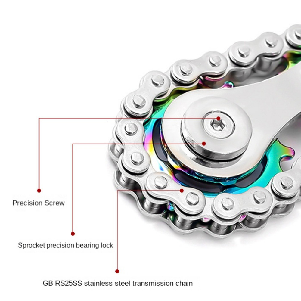 Chains Fidget Fingertip Sprocket Hand Spinner Metal Spinning Top Wheel ...