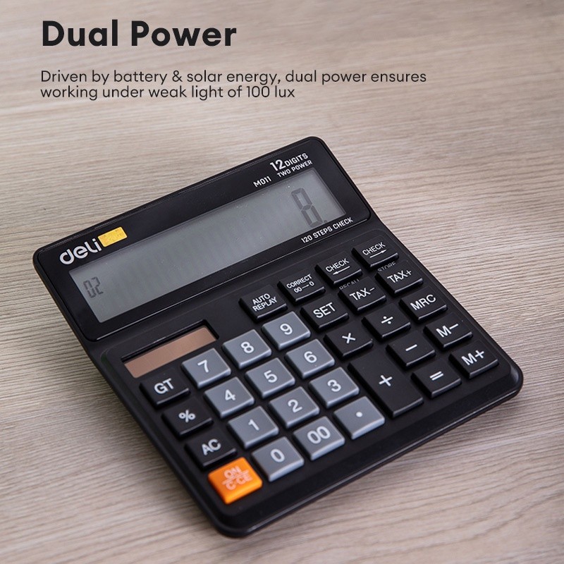 Deli Basic Calculator Big 12 Digits Solar School Office Supplies ...