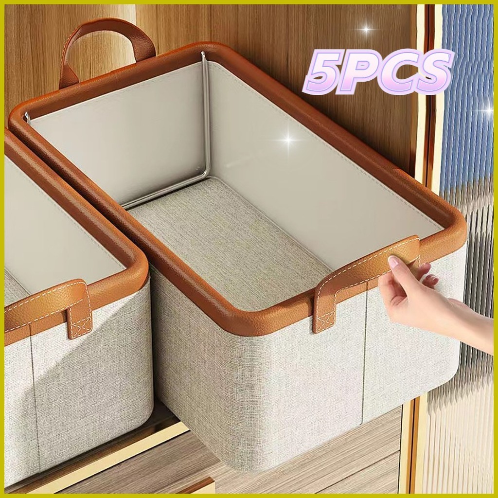 Household Storage Box Steel Frame Foldable Clothes Storage Box | Shopee ...