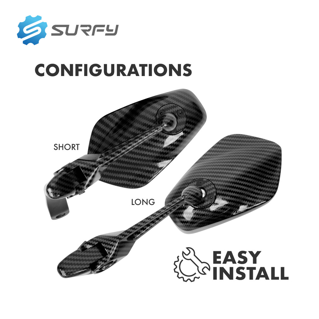 Street King Side Mirror v2 Anti-Glare Blue Lens Clear Lens Carbon Fiber ...