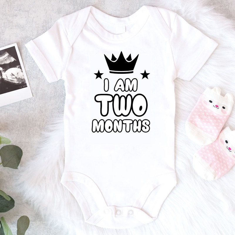 1-12 Monthly Baby Milestone for Boys White Romper Inspired Clothing ...
