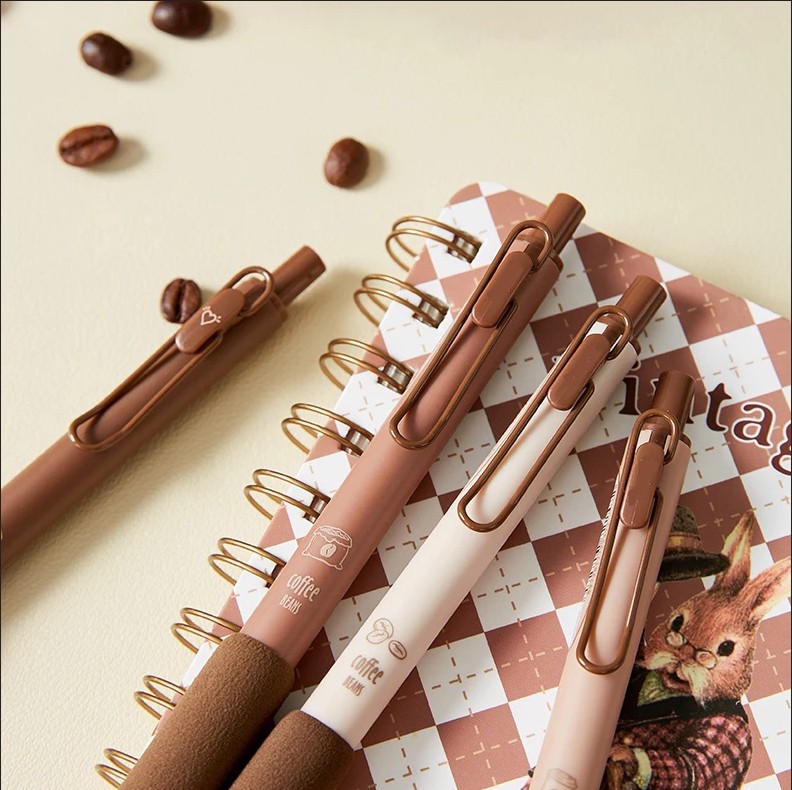 KST 4PCS Cute Gel Pen Black Ink Coffee Color Ballpoint Pen Soft Bread ...