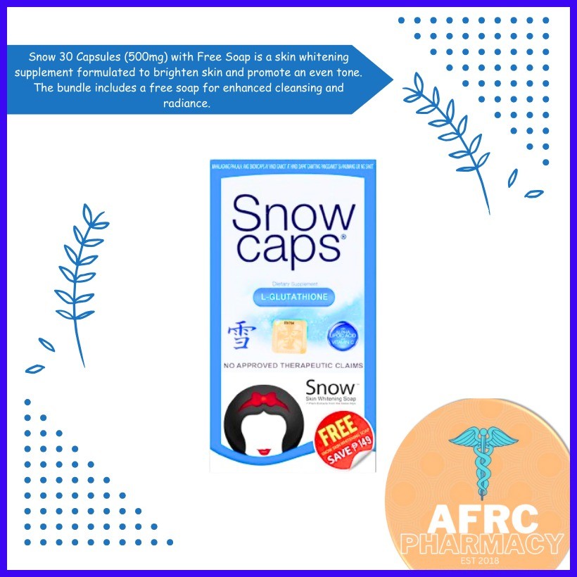 Ⅶ இ Snow Caps Glutathione 30 Capsules Free Snow Skin Whitening Soap ...