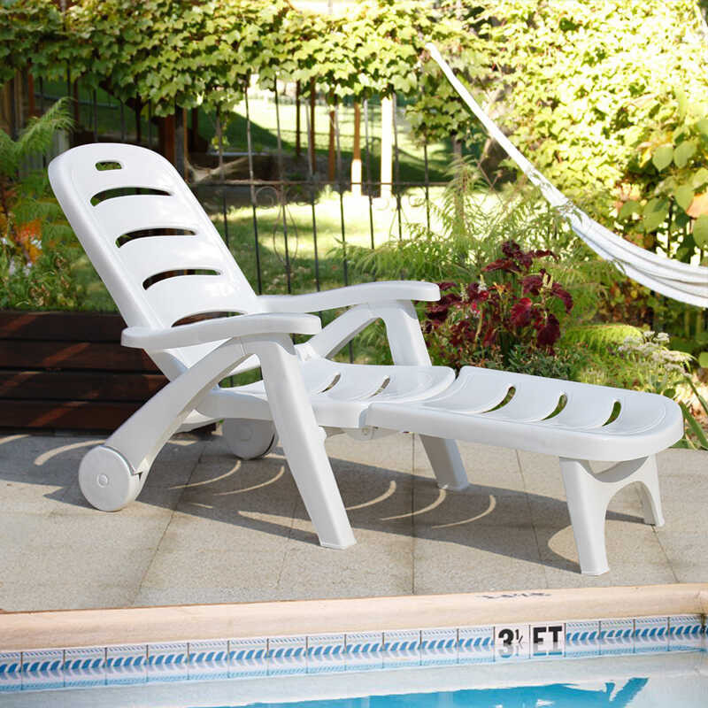 Summer Outdoor Beach Lounge Chairs With Plastic Backs, Leisure Coffee ...