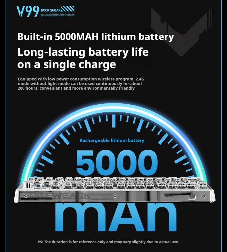 EWEADN V99 wireless transparent mechanical keyboard with knob and ...