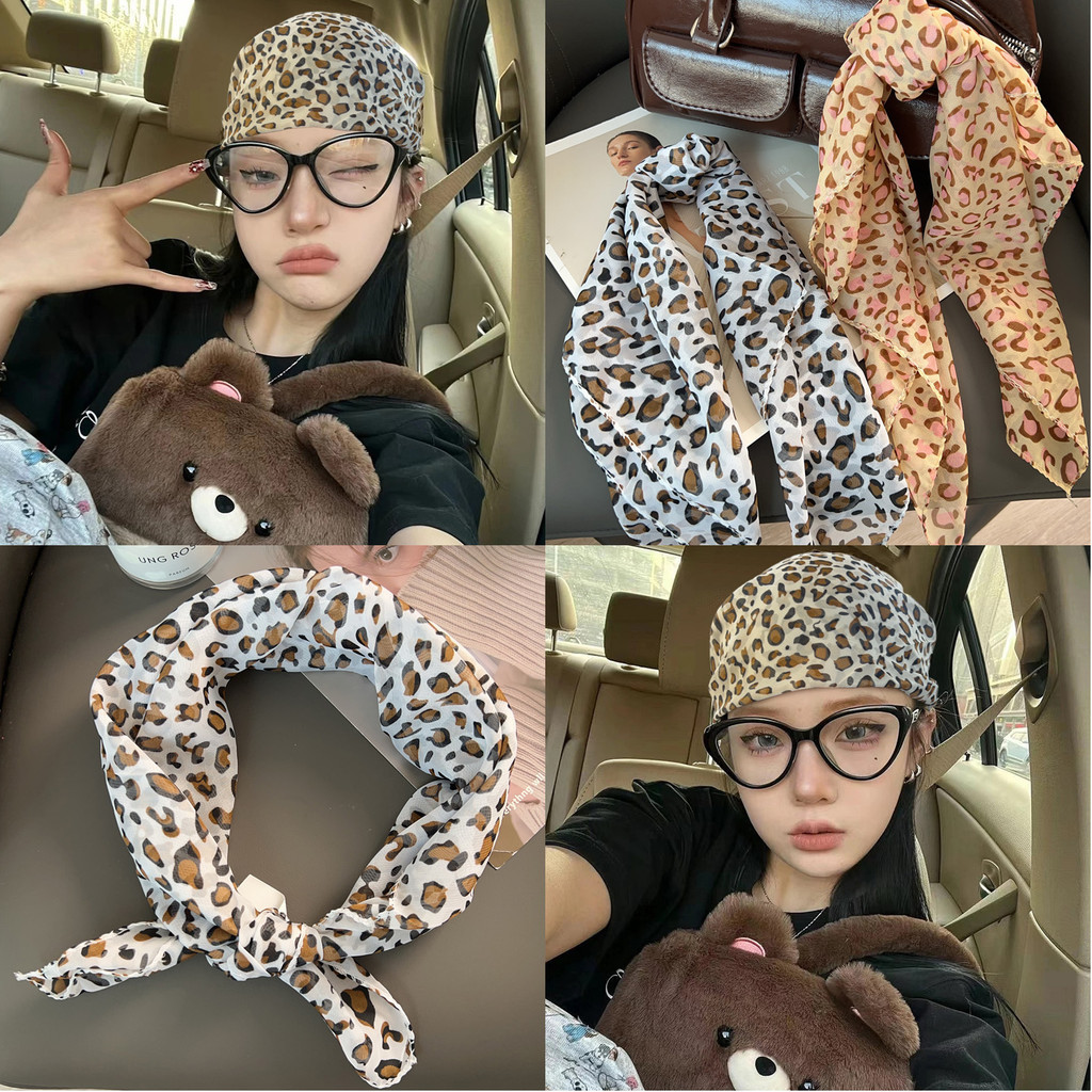 Retro INS Leopard Print Headscarf - Rock Style Y2K Spicy Girl Square ...