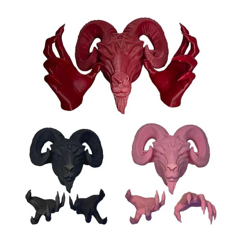 Figure Devils Resin Head And Hands Statue Wall Gothic Satanic Goat ...