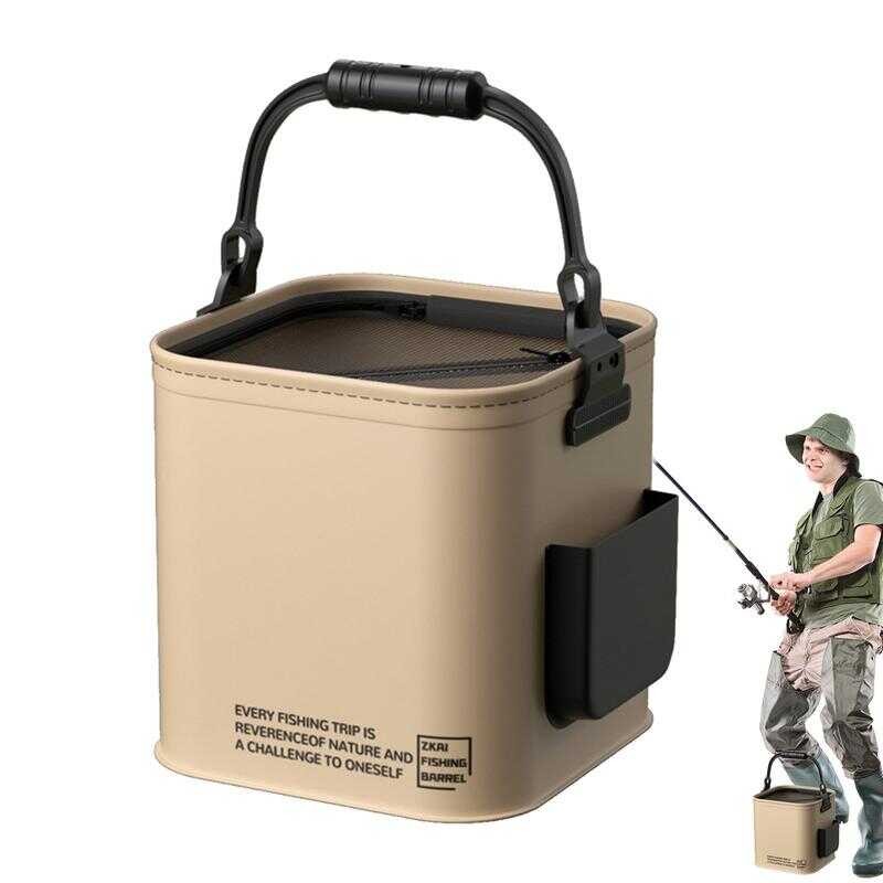 Folding Bucket EVA Tank 8L/14L Fishing Tackle Live Fish Box Portable ...