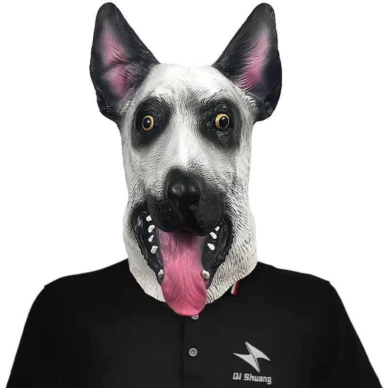 Halloween Latex Dog Head German Shepherd Animal Full Face Adult Mask ...