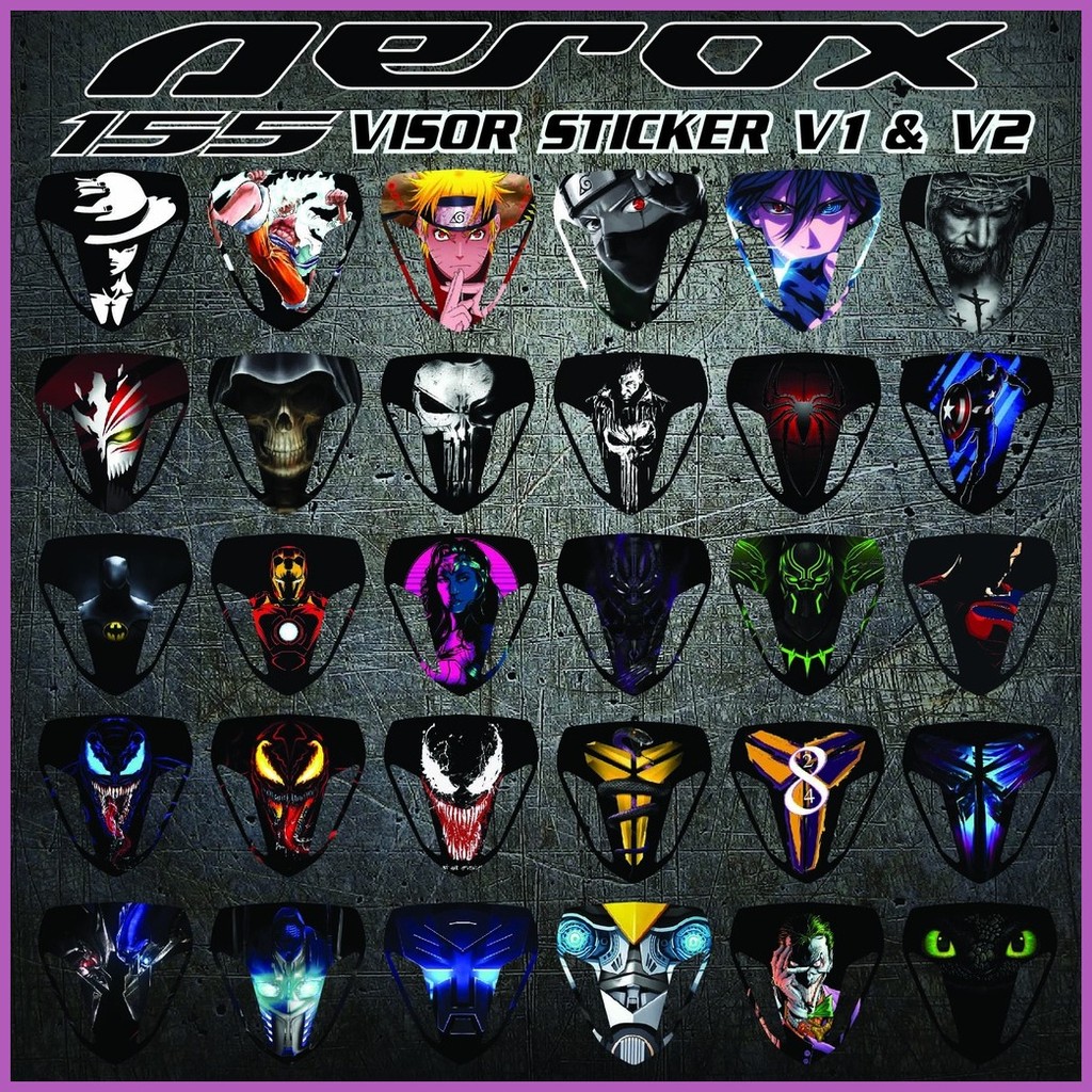 § YAMAHA AEROX VISOR STICKER FOR V1 AND V2 (WITH FREEBIES STICKER ...