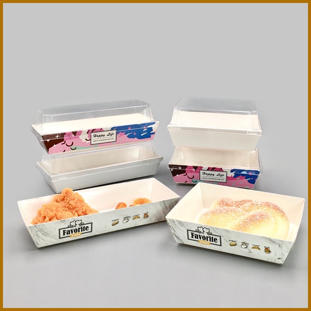 15pcs Snack Tray Sandwich Box wiith Lid Pastry Box Clear Lid Container ...