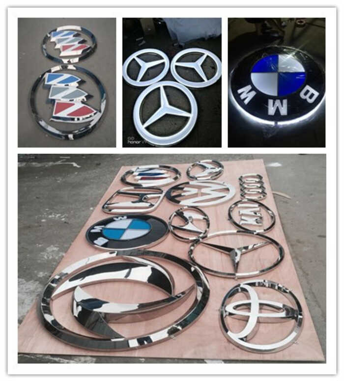 3D car logo stainless steel 3D three-dimensional car logo illuminated ...