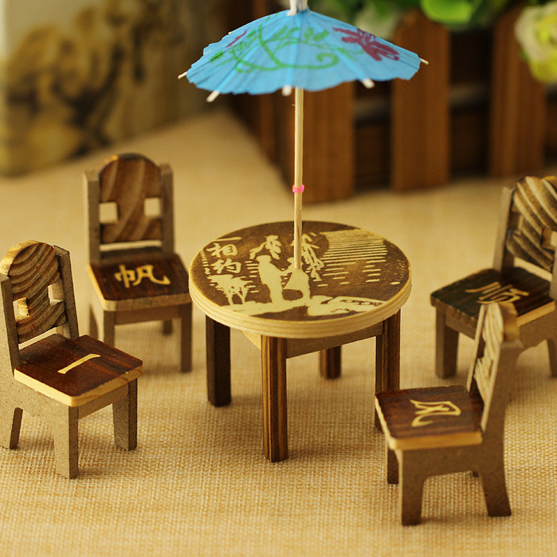 Round Table Chairs, Mini Kitchenware, Wooden Simulation Tables, Benches ...
