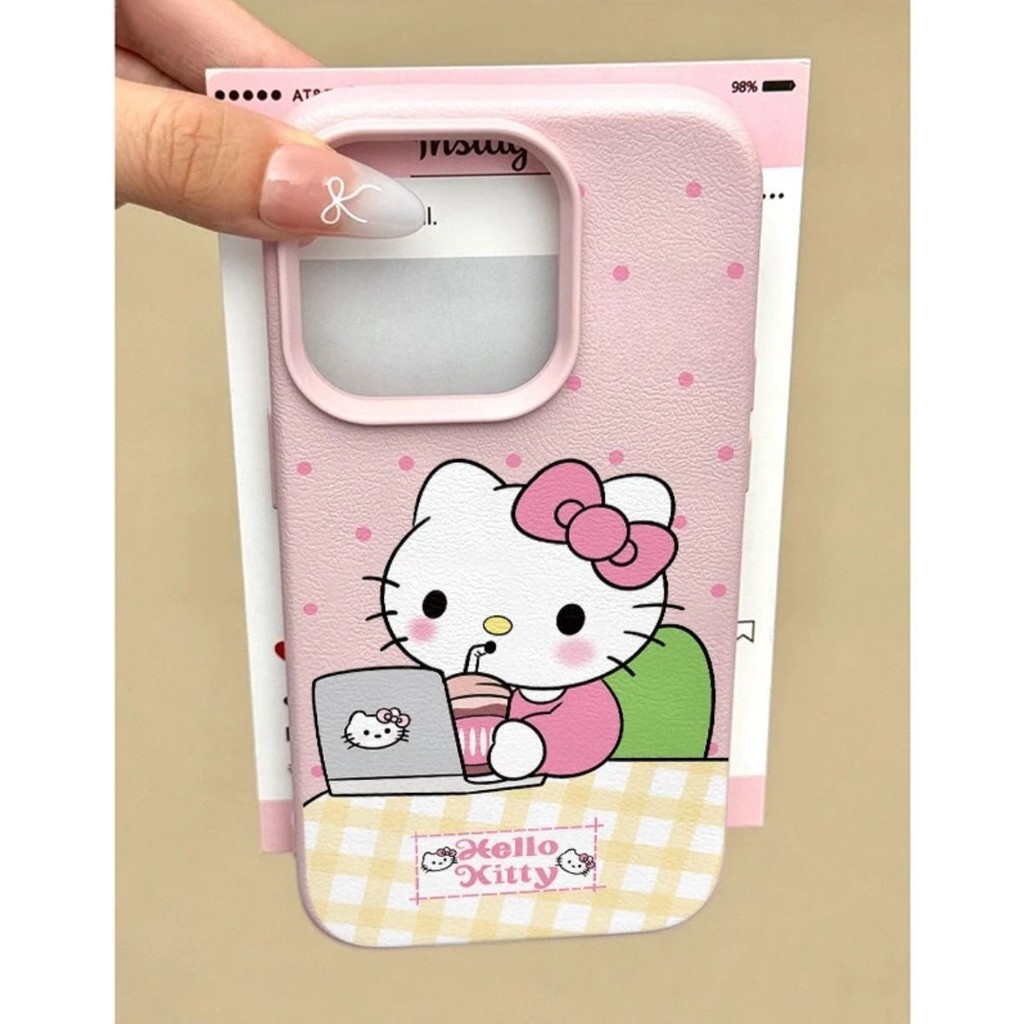 Cartoon Work Hello Kitty Support iPhone 16、11、12、13、14、15 Pro Max、7Plus ...