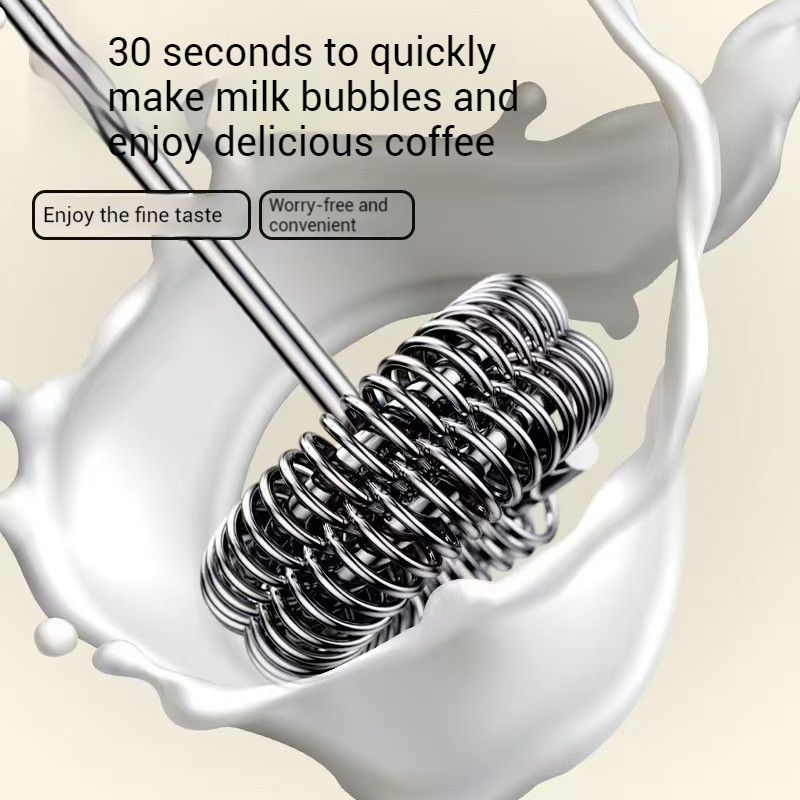 Rechargeable Milk Frother Handheld with 2 Heads Coffee Electric Whisk ...