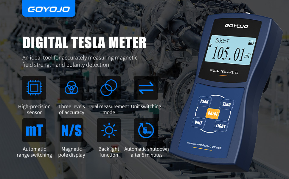GOYOJO Permanent Magnet Gauss Meter Handheld Digital Tesla Meter ...