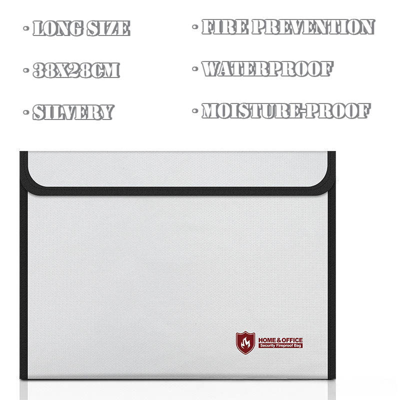 1200°F Long Size Fireproof File Bag with Zipper File Protection Pouch ...