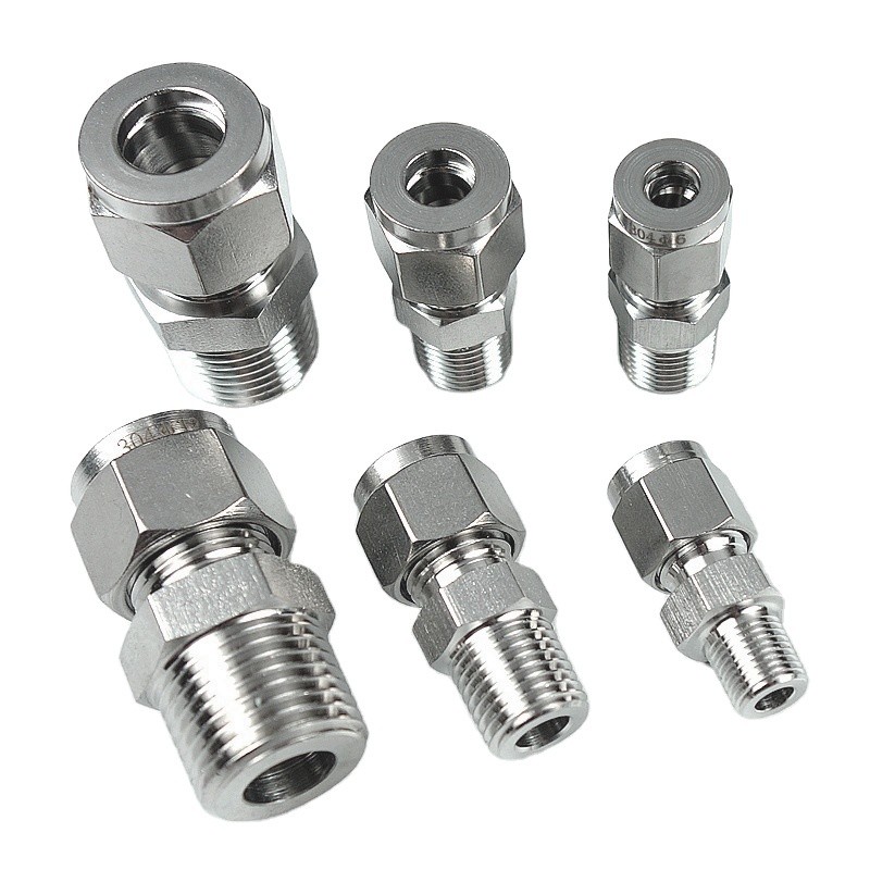 Stainless Steel 316 Compression Straight Adapter Connector With Double ...